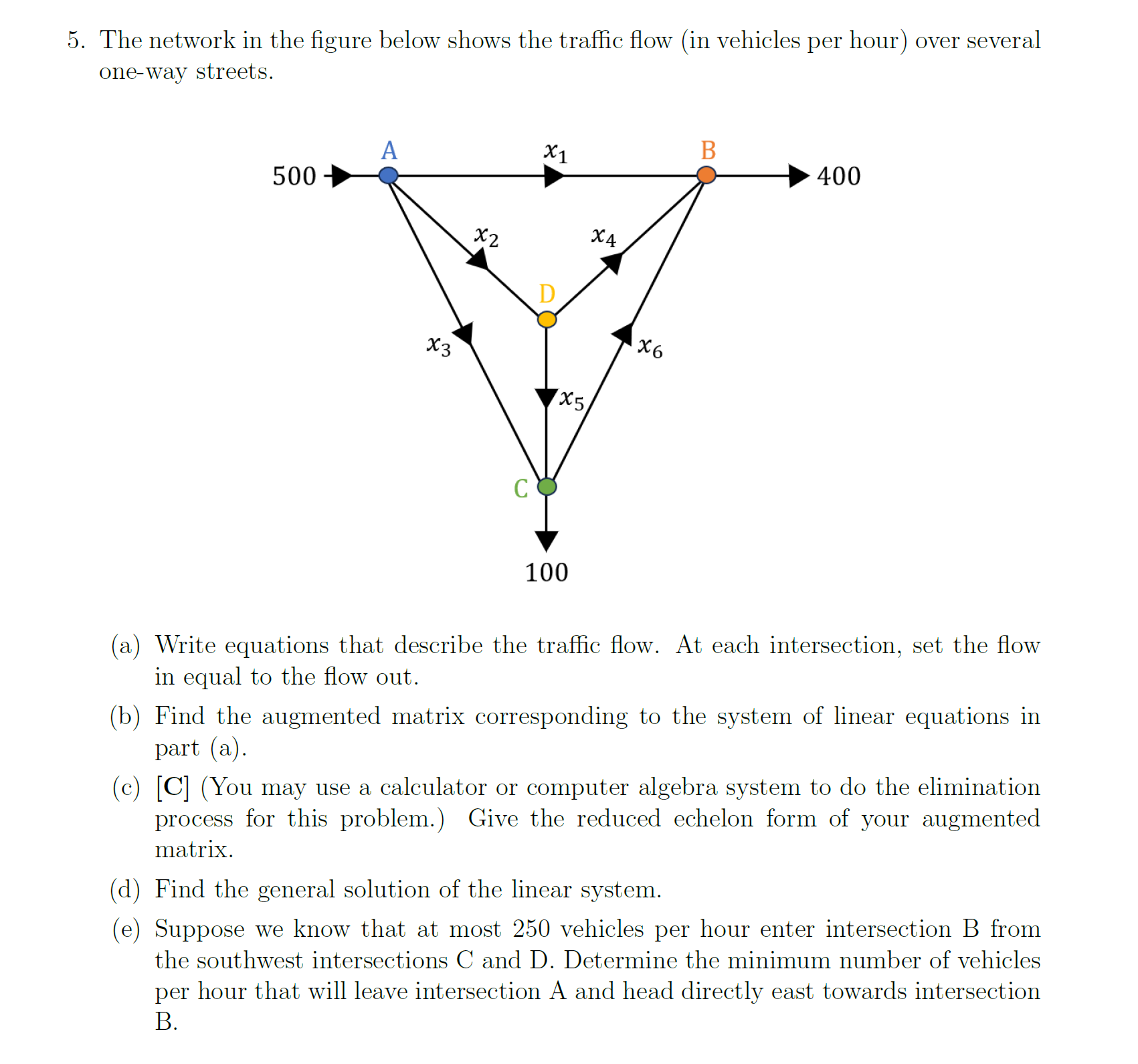 Solved 5. The network in the figure below shows the traffic | Chegg.com