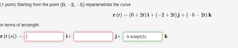 Solved (1 point) Starting from the point (0, -2,-5) | Chegg.com