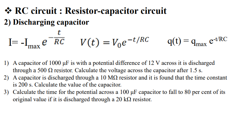 Solved * RC circuit : Resistor-capacitor circuit 2) | Chegg.com