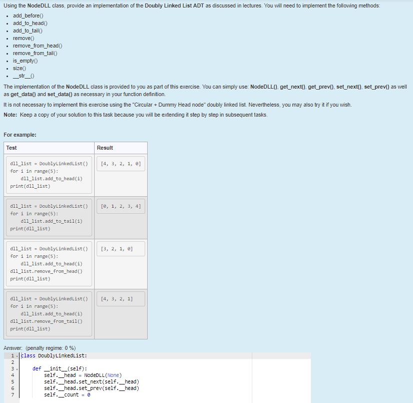Solved class NodeDLL: def __init__(self, init_data, | Chegg.com