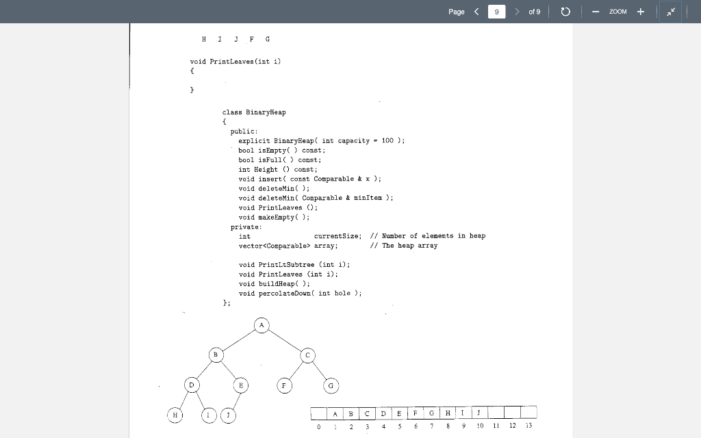 Solved Please Help C Given The Binaryheap Class Shown