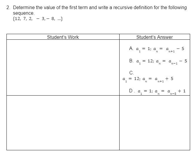 Solved 2. Determine the value of the first term and write a | Chegg.com