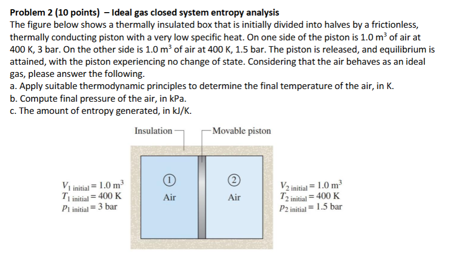 Solved Problem 2 (10 ﻿points) - ﻿Ideal gas closed system | Chegg.com