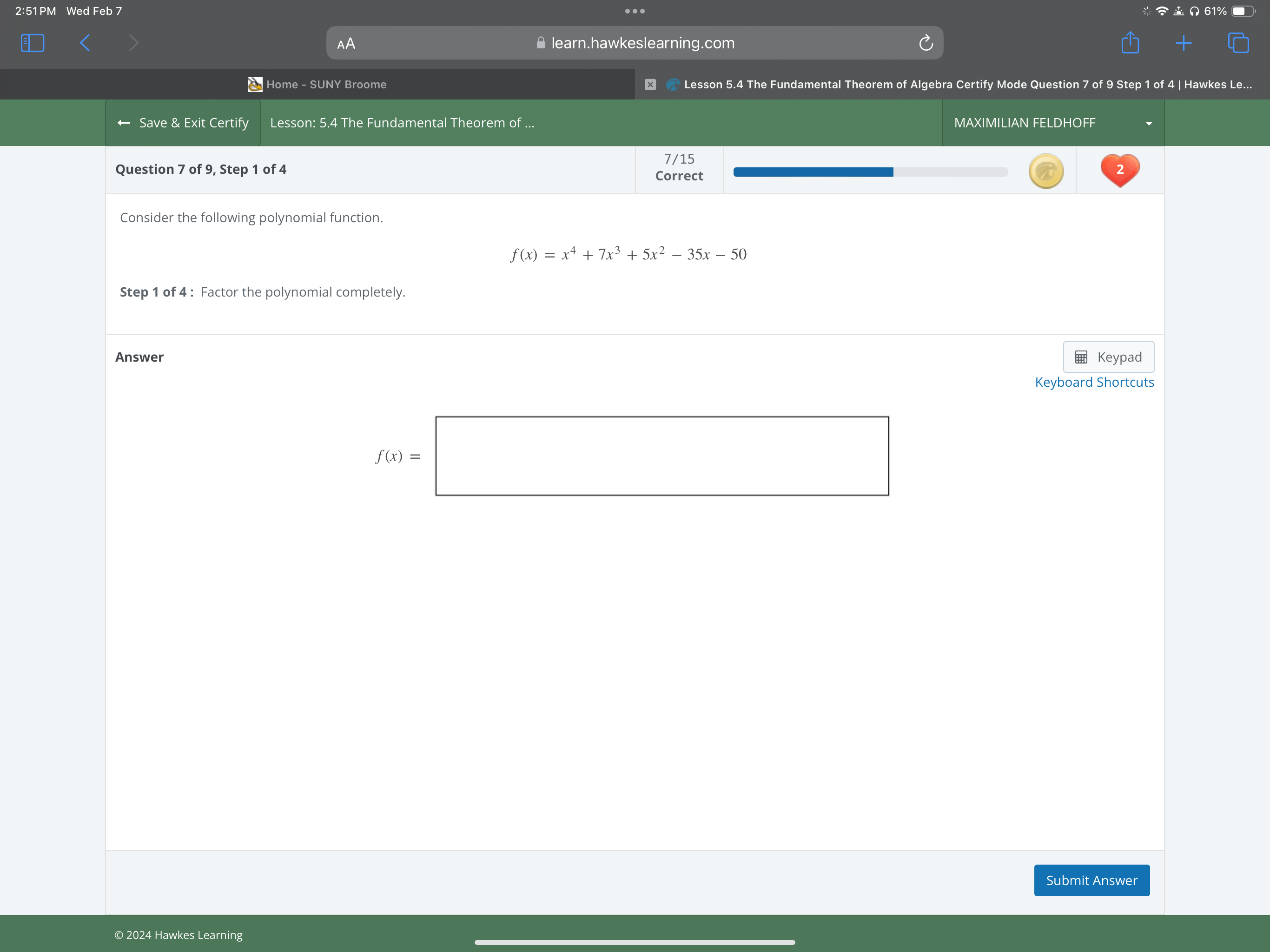 Solved Consider the following polynomial | Chegg.com