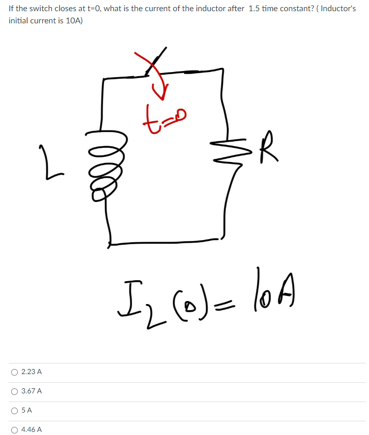 Solved I2(0)=10 Ain the previous equation, how much is the | Chegg.com