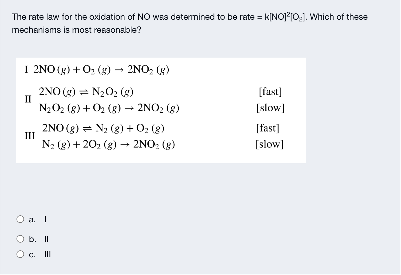 Solved The rate law for the oxidation of NO was determined | Chegg.com