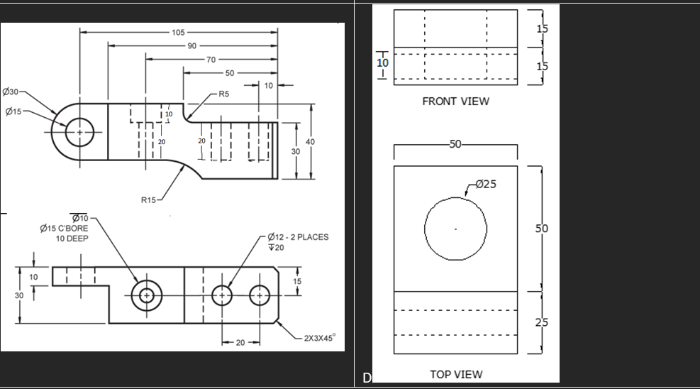 Solved Q2. For the two views shown for each following | Chegg.com