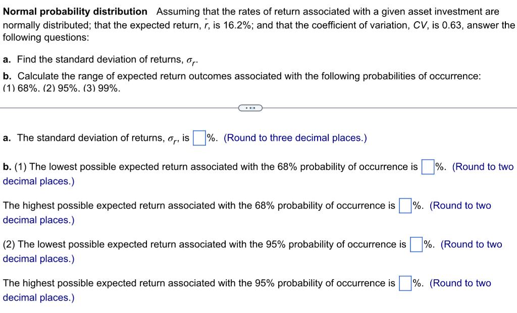 Solved Normal probability distribution Assuming that the | Chegg.com