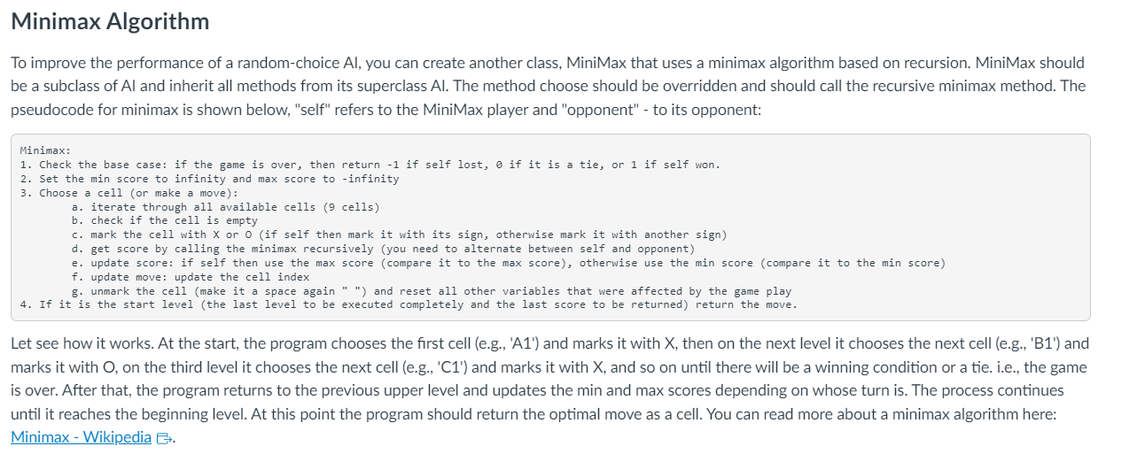 Solved Heres the code i already have, i need the minimax, | Chegg.com