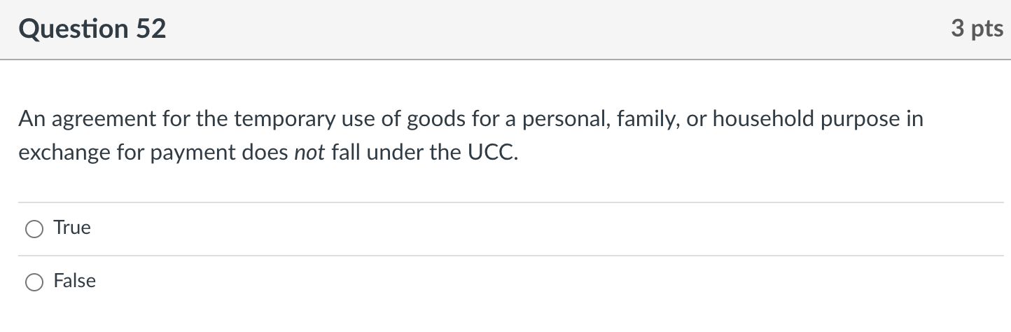Solved Question 52 3 pts An agreement for the temporary use | Chegg.com
