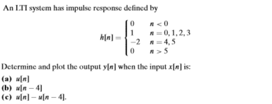 Solved An LTI system has impulse response defined by | Chegg.com