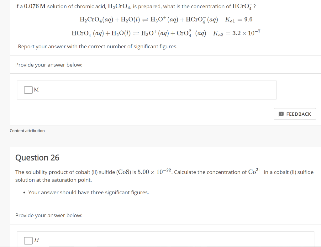 Solved If a 0.076 M solution of chromic acid, H2CrO4, is | Chegg.com