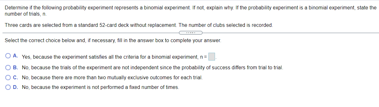 Solved Determine if the following probability experiment | Chegg.com