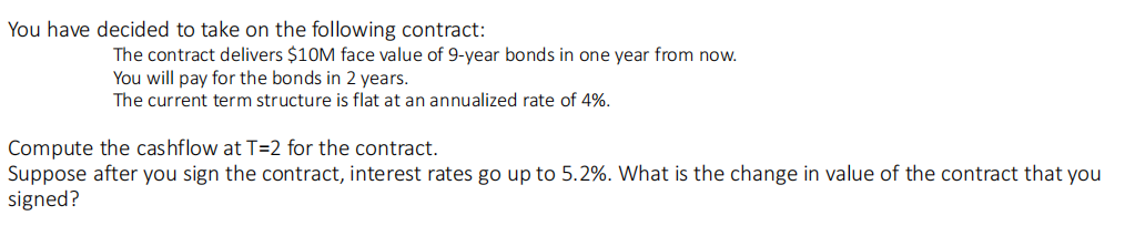 Solved You have decided to take on the following contract: | Chegg.com