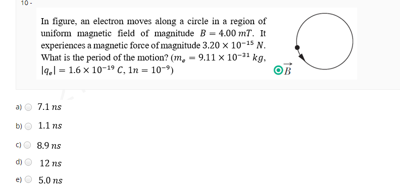 Solved In figure, an electron moves along a circle in a | Chegg.com