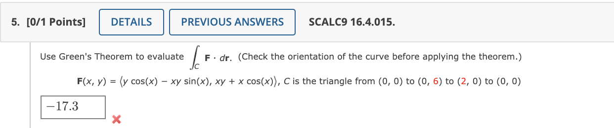 Solved 5. [0/1 Points] DETAILS PREVIOUS ANSWERS SCALC9 | Chegg.com