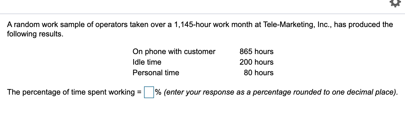 Solved A random work sample of operators taken over a | Chegg.com