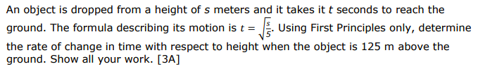 Solved An object is dropped from a height of s meters and it | Chegg.com
