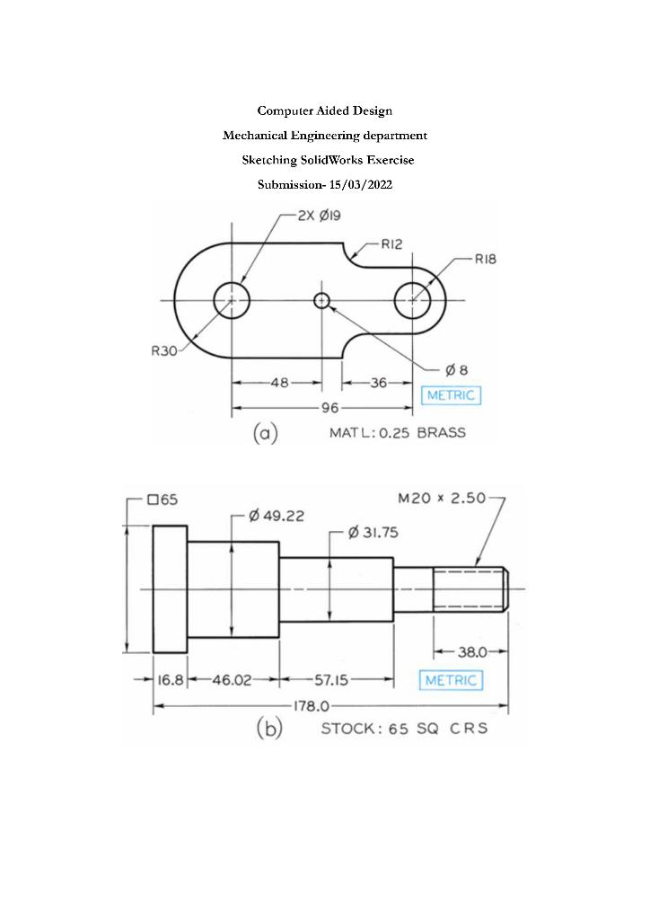 Solved Computer Aided Design Mechanical Engineering | Chegg.com