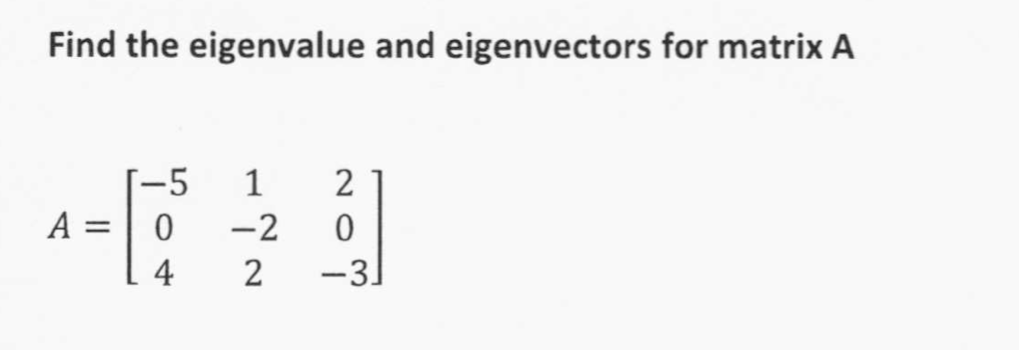 Solved Find the eigenvalue and eigenvectors for matrix A | Chegg.com