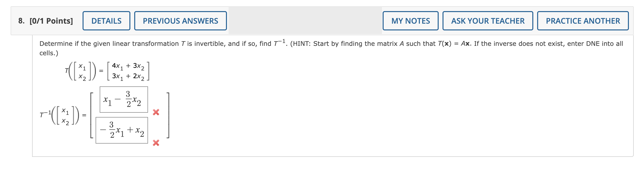 Solved Determine If The Given Linear Transformation T Is