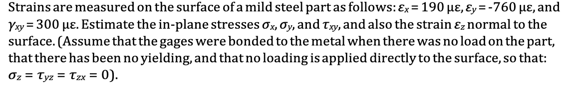 Solved Strains are measured on the surface of a mild steel | Chegg.com