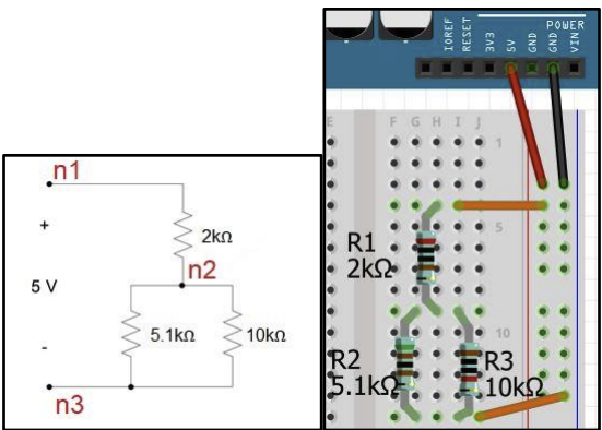 Solved Construct the resistive network in figure 1 on the | Chegg.com