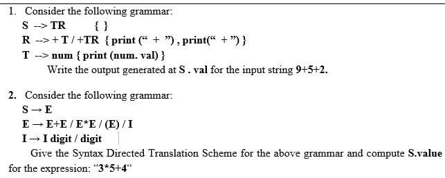 Solved 1. Consider the following grammar: S --> TR R | Chegg.com