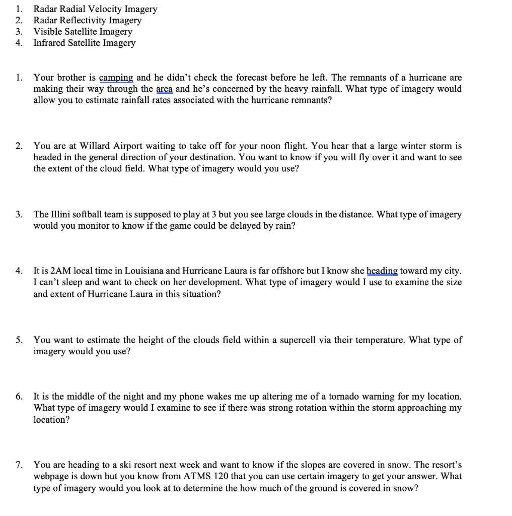 Solved 1. Radar Radial Velocity Imagery 2. Radar | Chegg.com