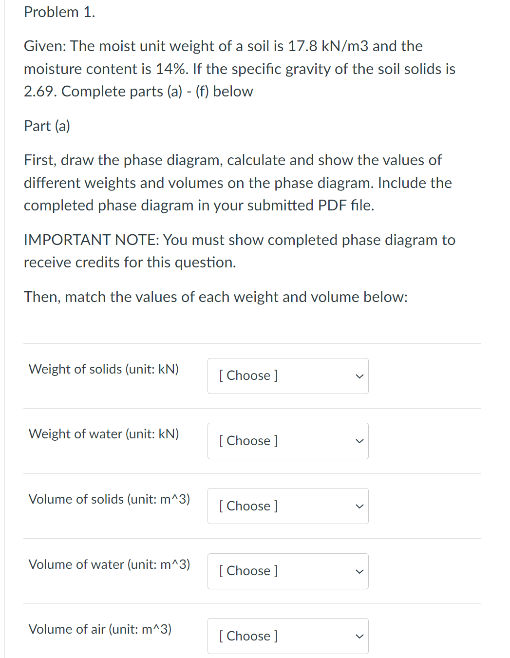 Solved Problem 1.Given: The moist unit weight of a soil is | Chegg.com