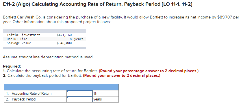 Solved E11-2 (Algo) Calculating Accounting Rate of Return, | Chegg.com