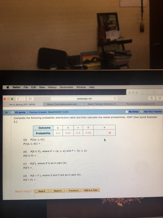 Solved Complete the following probability distribution table | Chegg.com