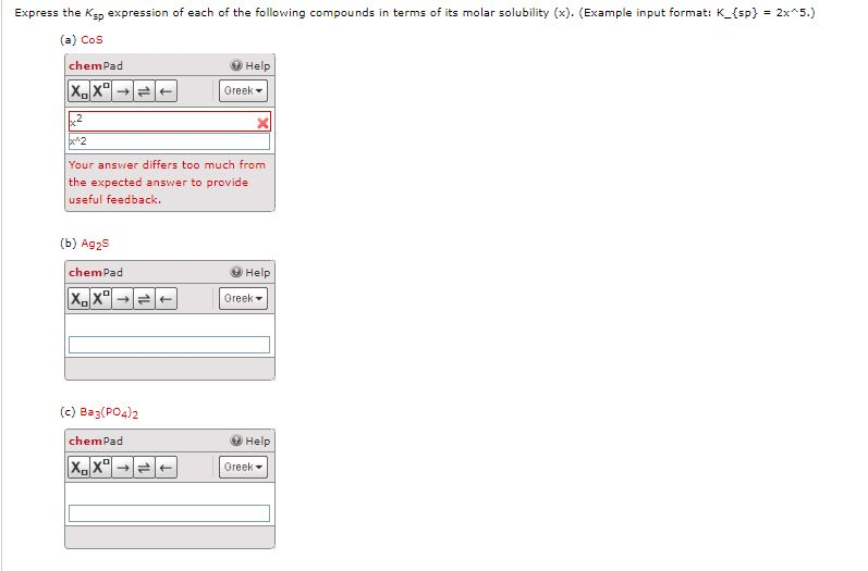 Solved Express the Ksp expression of each of the following | Chegg.com