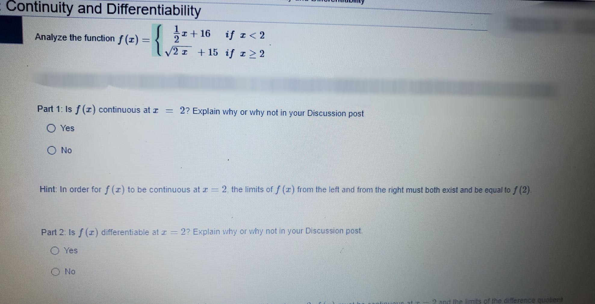 Solved Need help>>> Analyze the function | Chegg.com