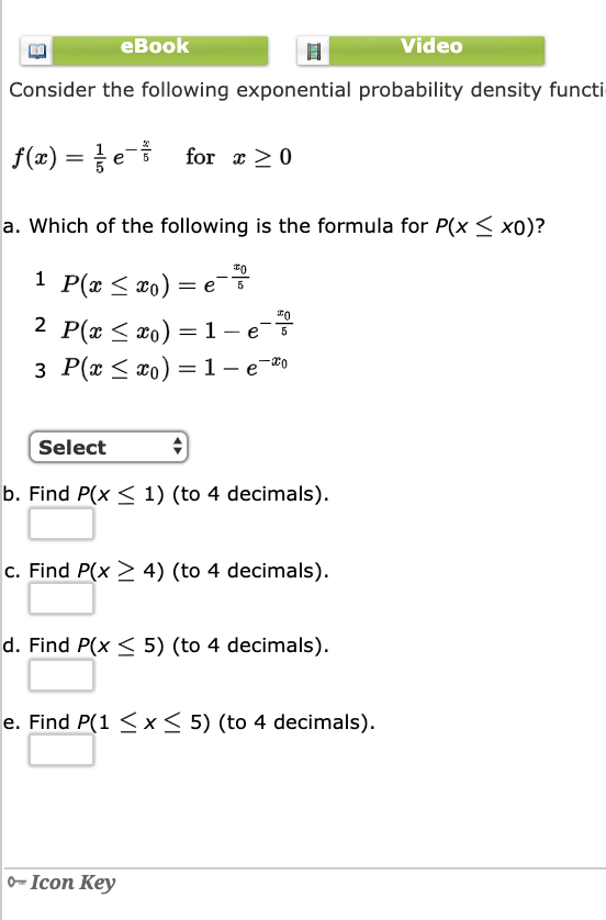 Solved eBook Video Consider the following exponential | Chegg.com