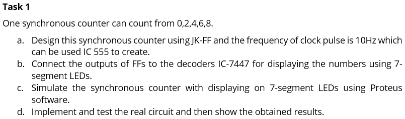 Solved One synchronous counter can count from 0,2,4,6,8. a. | Chegg.com