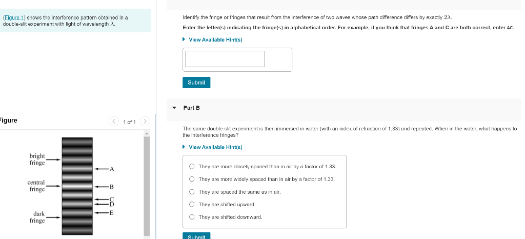 Solved (Figure 1) shows the interference pattern obtained in | Chegg.com