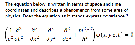 Solved The equation below is written in terms of space and | Chegg.com