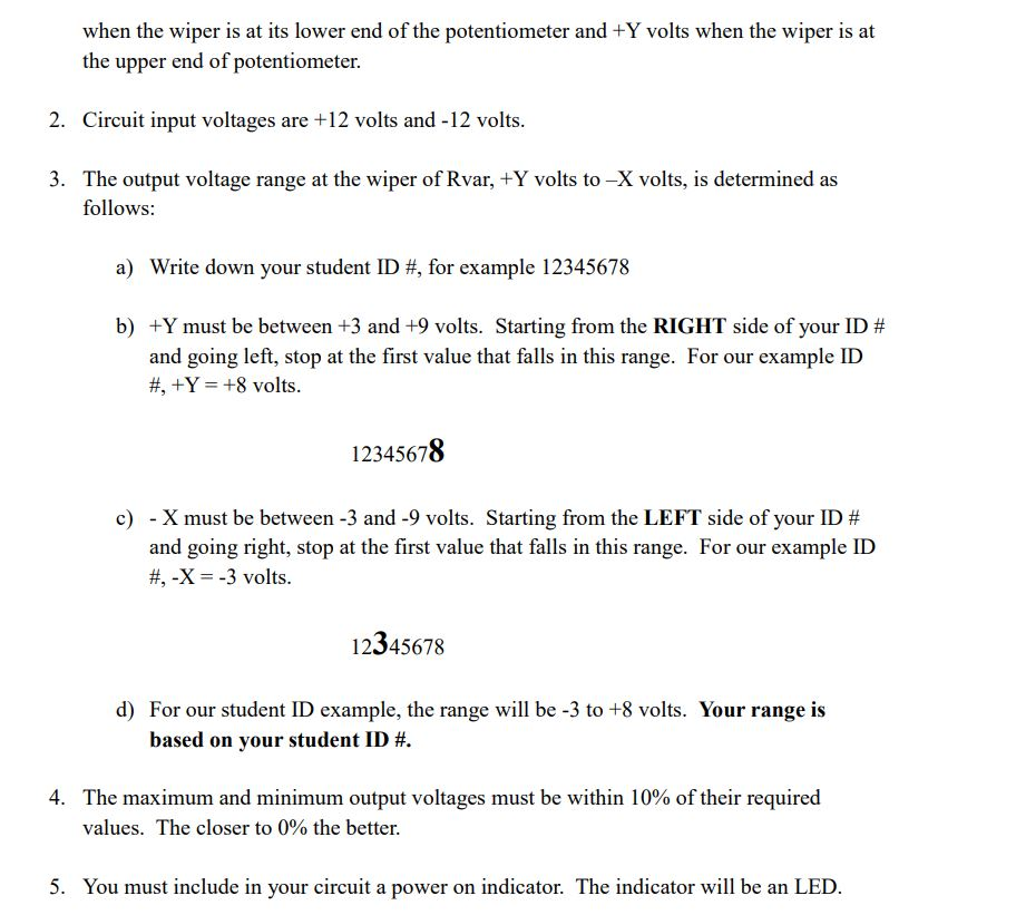 Design a variable voltage divider that contains 2 | Chegg.com