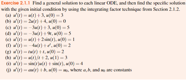 Solved Exercise 2.1.1 Find a general solution to each linear | Chegg.com