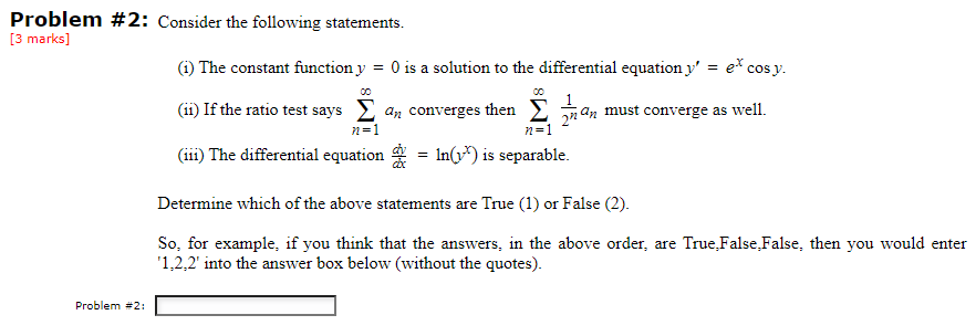 Solved Problem #2: Consider the following statements. [3 | Chegg.com