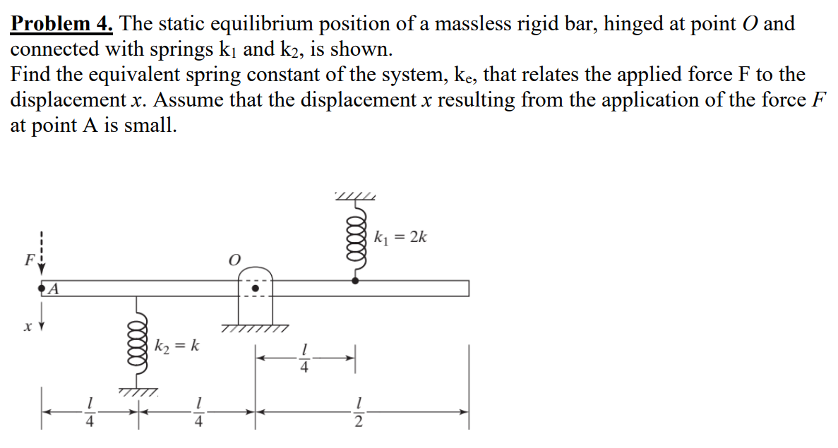 Solved Problem 3. Find the equivalent stiffness for the | Chegg.com