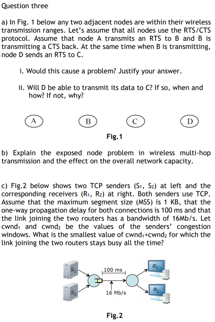 Question three a) In Fig. 1 below any two adjacent | Chegg.com