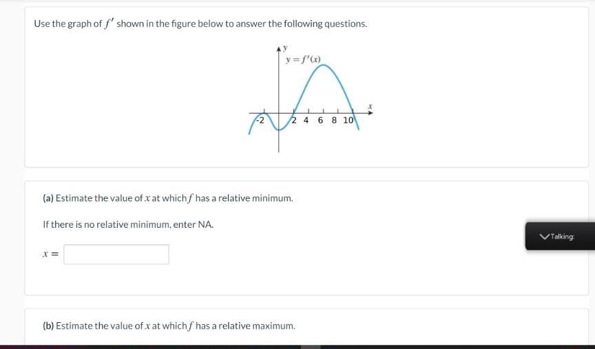Solved Use the graph of f' shown in the figure below to | Chegg.com