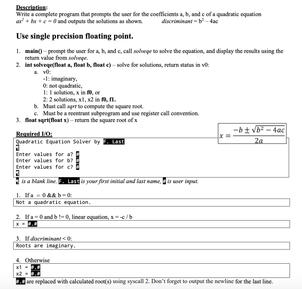 Solved Description: Write a complete program that prompts | Chegg.com