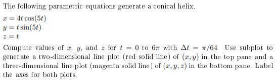 The following parametric equations generate a conical | Chegg.com