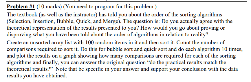 Solved Problem #1 (10 ﻿marks) (You need to program for this | Chegg.com