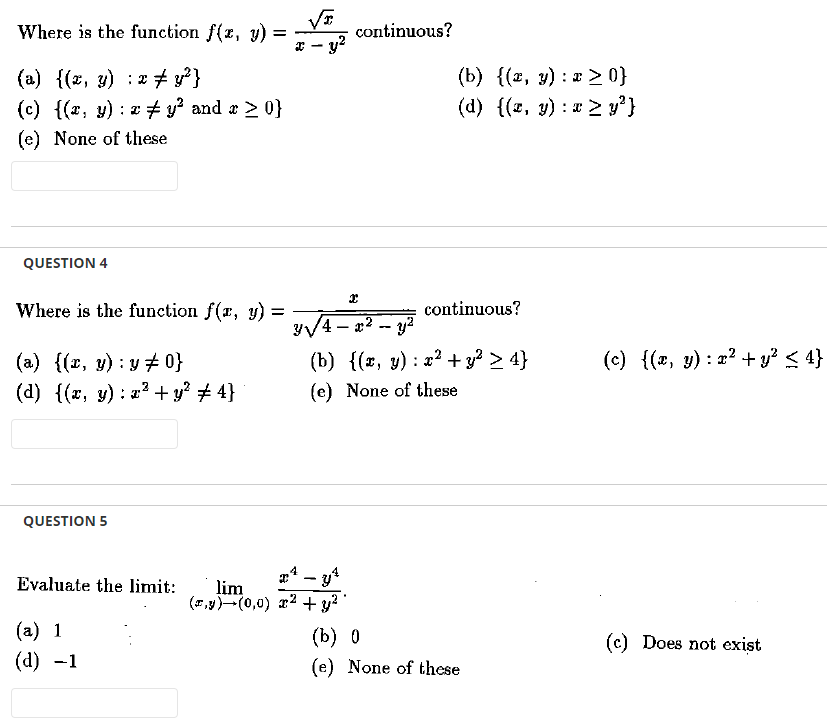Solved Where is the function f(x, y) = continuous? (a) {(x, | Chegg.com