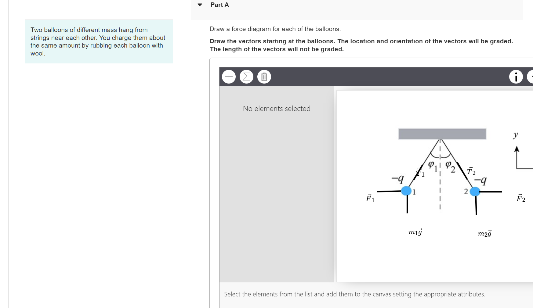 Solved Part ATwo balloons of different mass hang fromstrings | Chegg.com