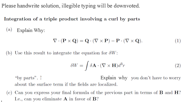 Solved Please handwrite solution, illegible typing will be | Chegg.com